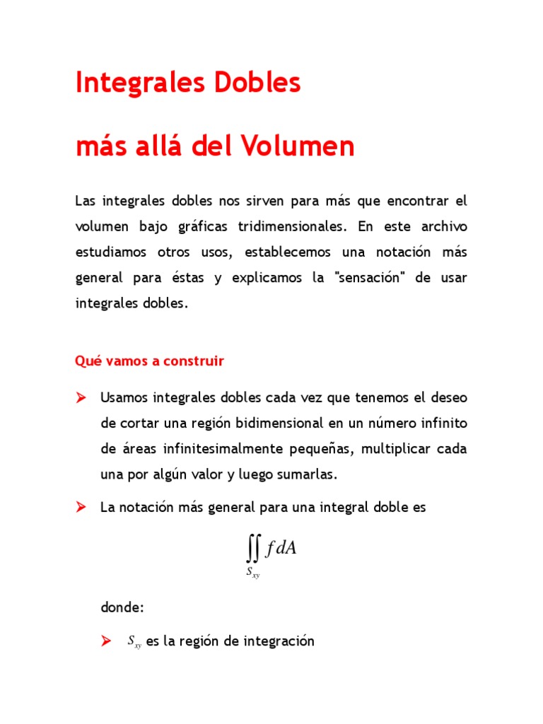 Archivo Integrales Dobles Más Allá Del Volumen | PDF | Integral | Rotación