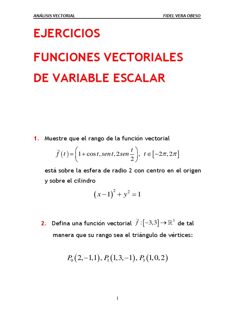 Análisis de funciones vectoriales y curvas tridimensionales | PDF | Curva | Vector Euclidiano