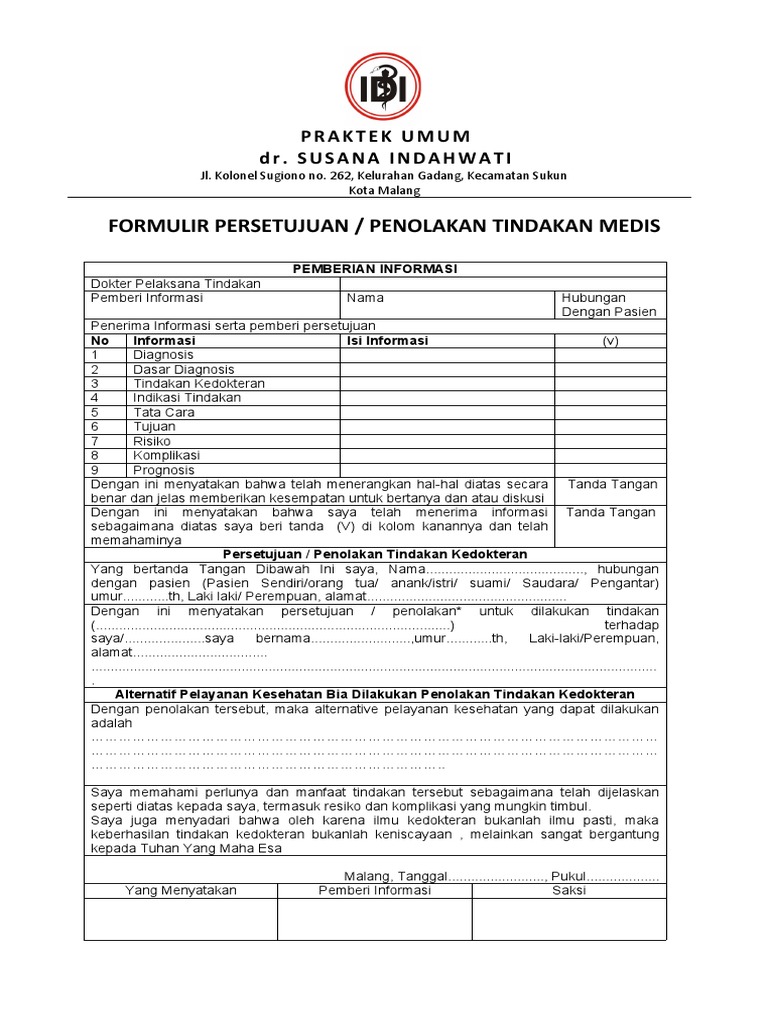 Informed Consent Tindakan Pdf