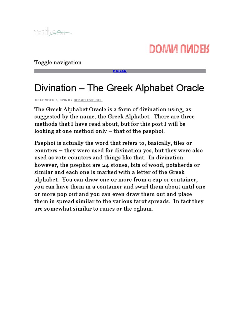 Experimenting with the Greek Alphabet Oracle: Using Psephoi Tiles for ...