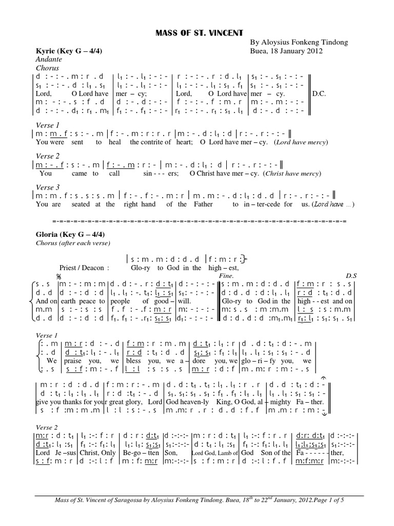 A Musical Mass: Analysis of Aloysius Fonkeng Tindong's 'Mass of St ...