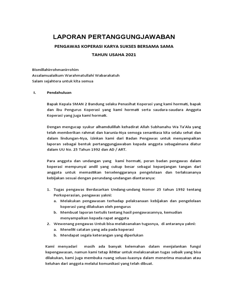 Laporan Pengawasan Koperasi 2021 | PDF | Pengelolaan Keuangan & Uang