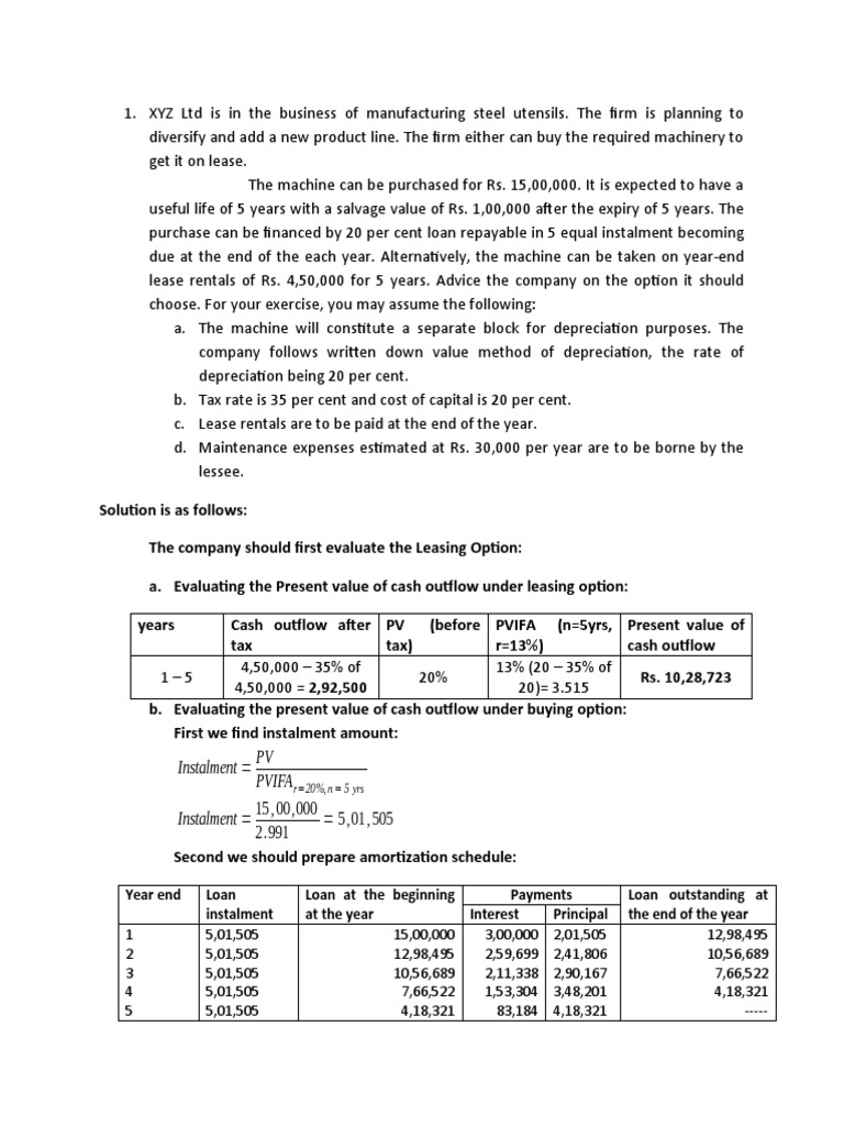 Lease Problems | PDF | Depreciation | Present Value