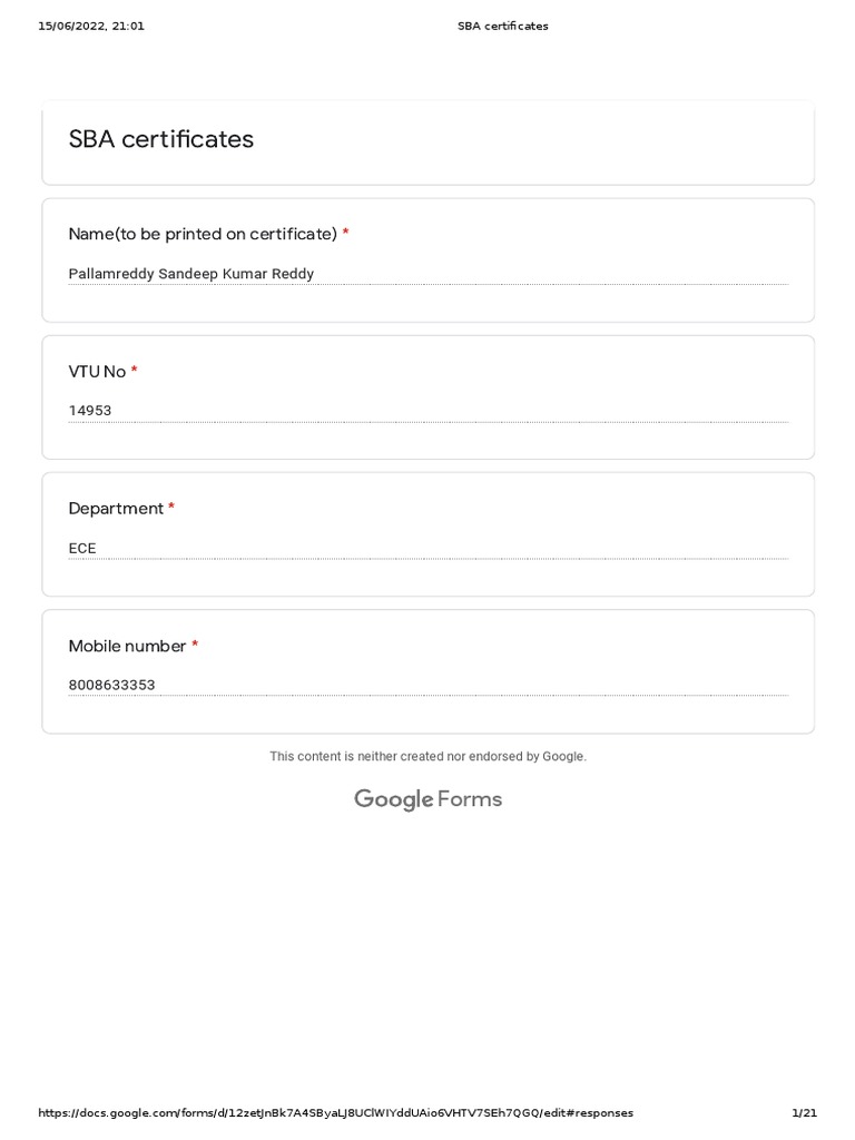 Sba - Google Forms | PDF | Electronics