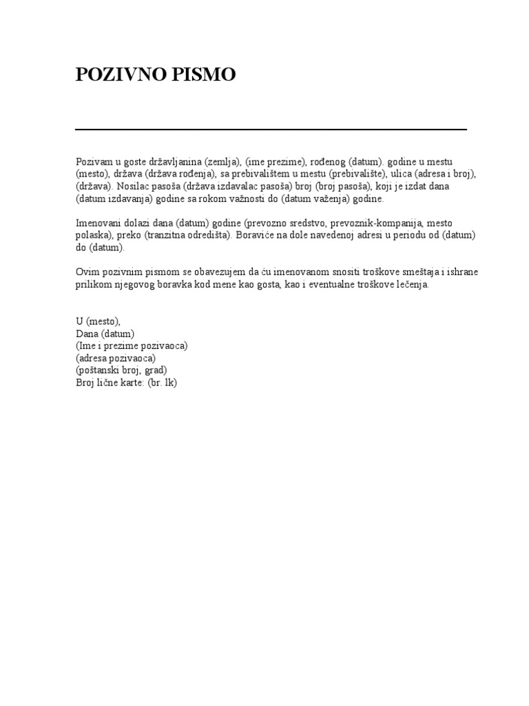 Pozivno Pismo | PDF