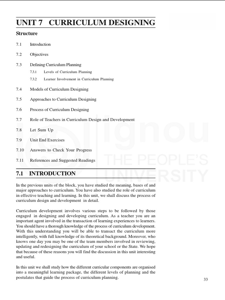Unit 7 | PDF | Curriculum | Learning