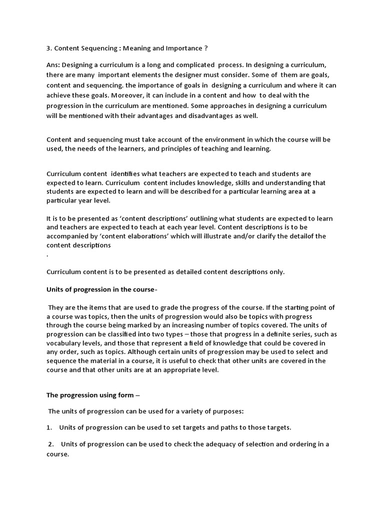 Importance of Content Sequencing in Curriculum | PDF | Curriculum ...