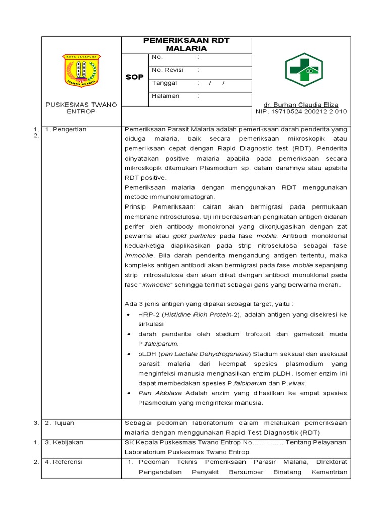 Pemeriksaan RDT Malaria | PDF | Sains & Matematika