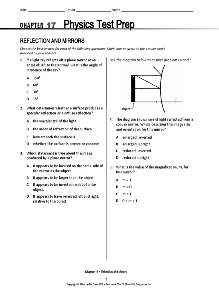 Physics Test Prep: Reflection and Mirrors | PDF | Mirror | Reflection ...