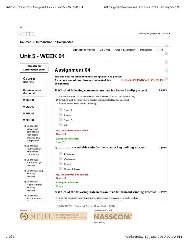 Unit 5 - WEEK 04: Assignment 04 | PDF | Composite Material | Fiberglass