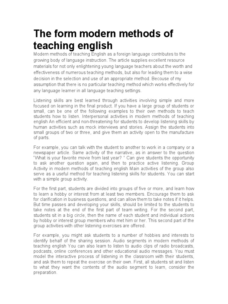 Modern Methods for Teaching English | PDF | Language Education ...