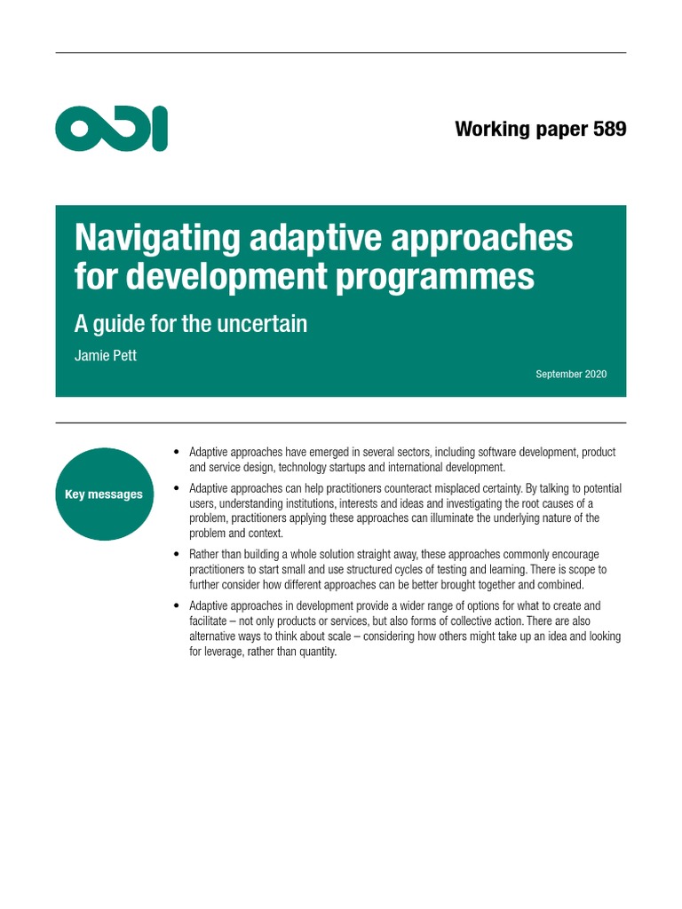 Navigating Adaptive Approaches For Development Programmes: A Guide For ...