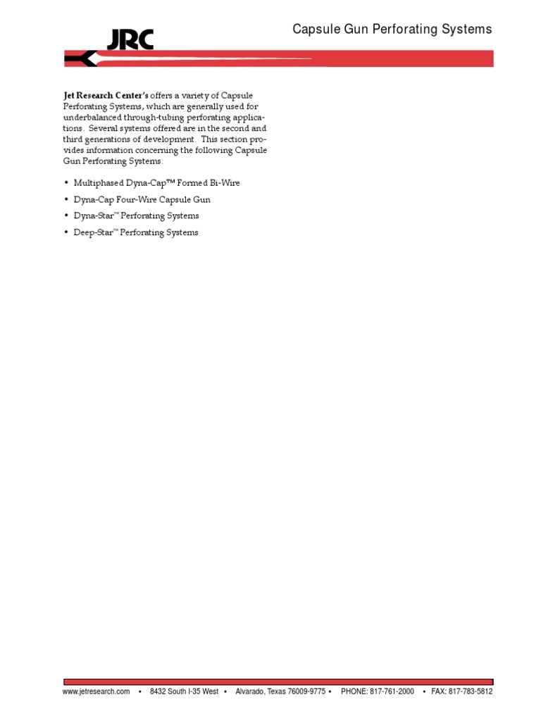 Capsule Gun Perforating Systems | PDF | Manufactured Goods