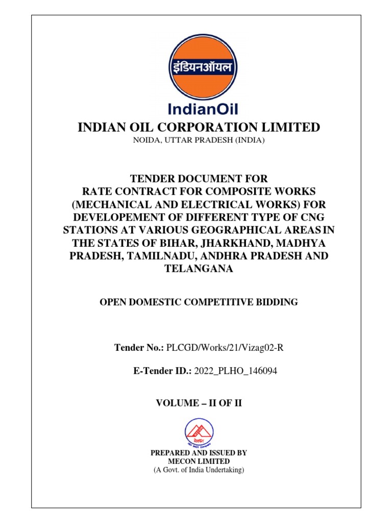 Rate Contract for Mechanical and Electrical Works for CNG Stations in ...