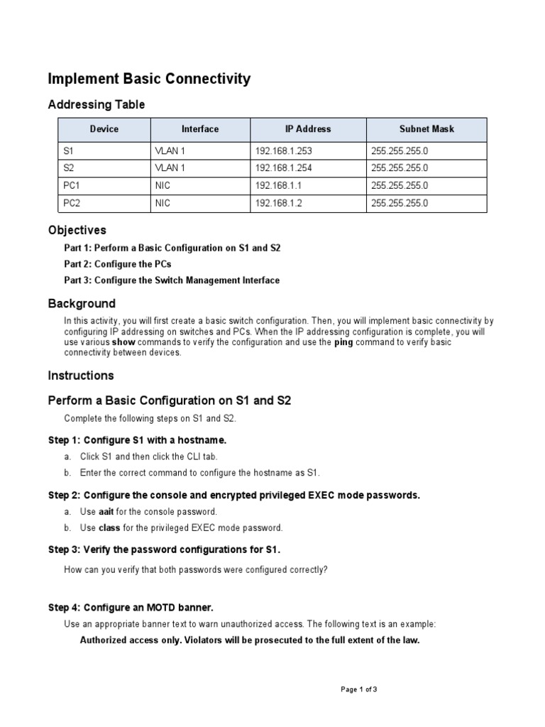 Network Device Configuration Guide | PDF | Ip Address | Command Line Interface