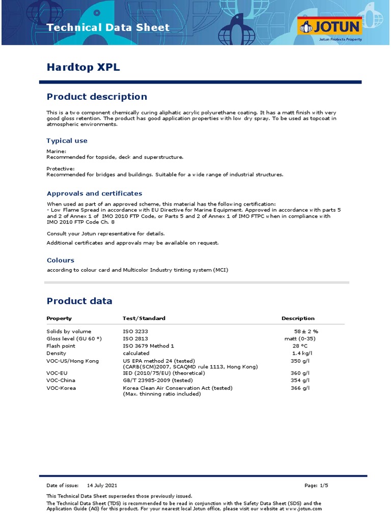 Hardtop XPL: Technical Data Sheet | PDF | Paint | Epoxy