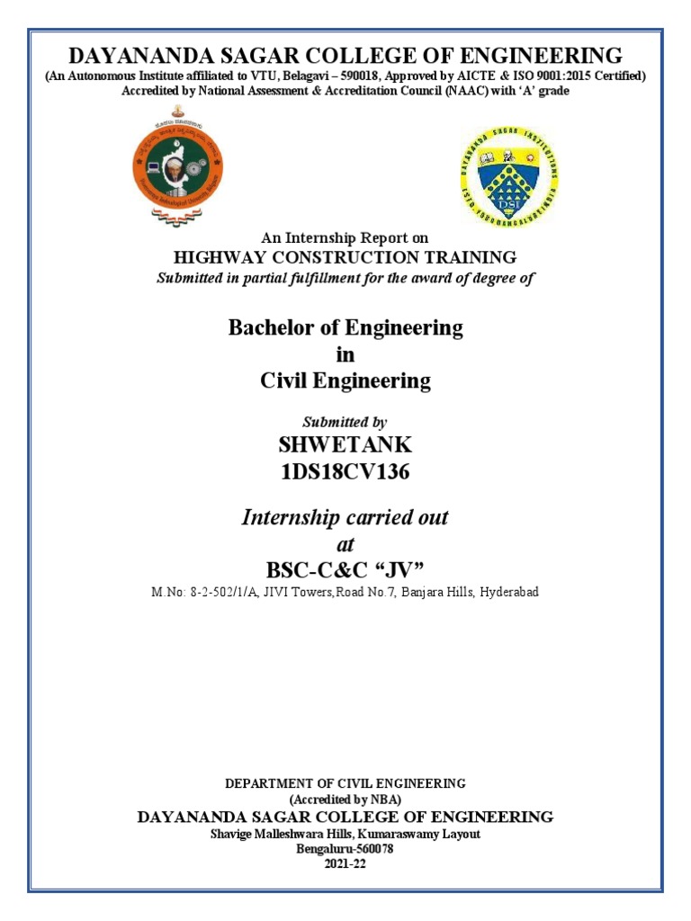 Highway Construction Internship Report | PDF | Road Surface | Asphalt