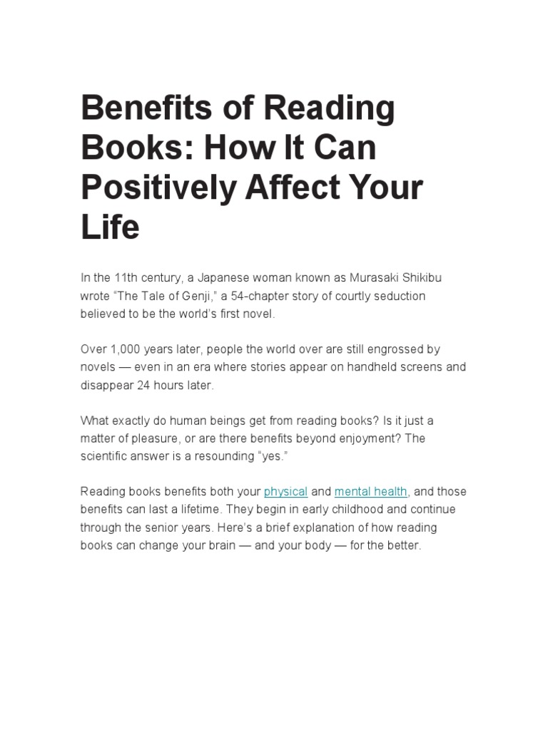Benefits of Reading Books: How It Can Positively Affect Your Life | PDF ...