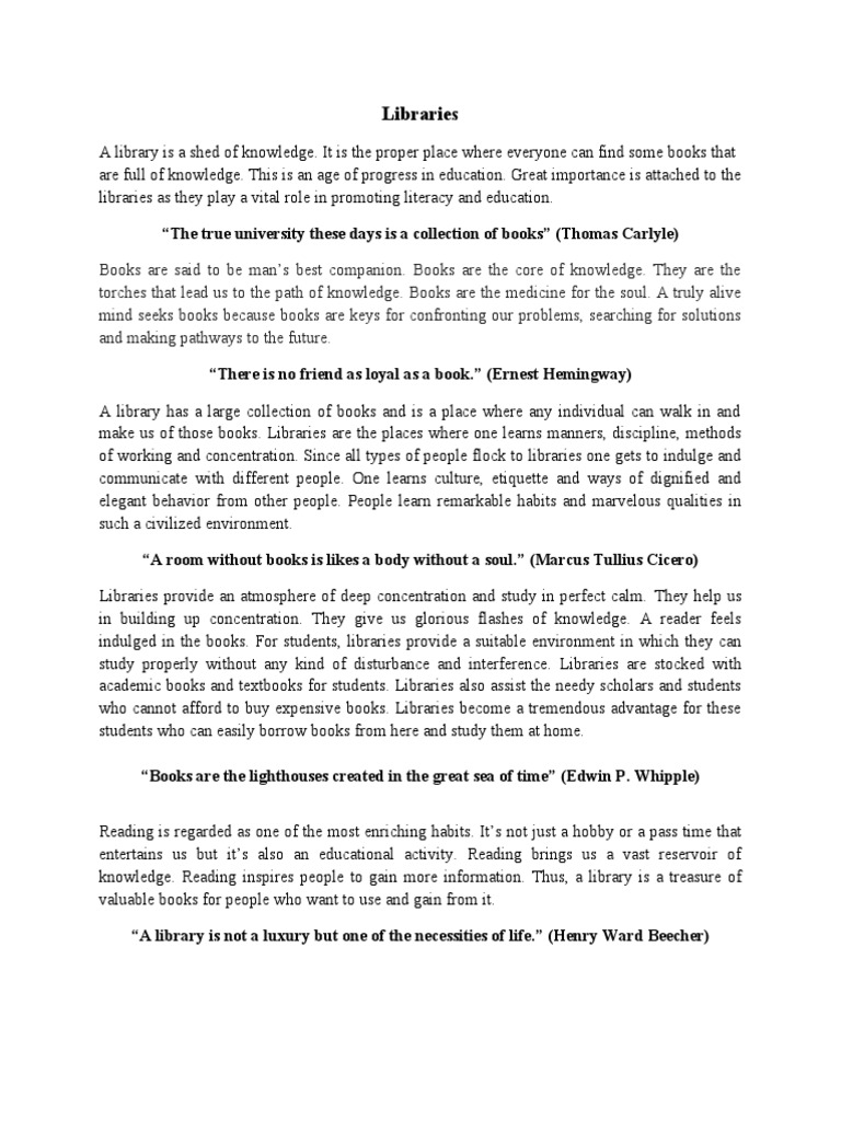 Libraries New Essay | PDF | Libraries | Cognition