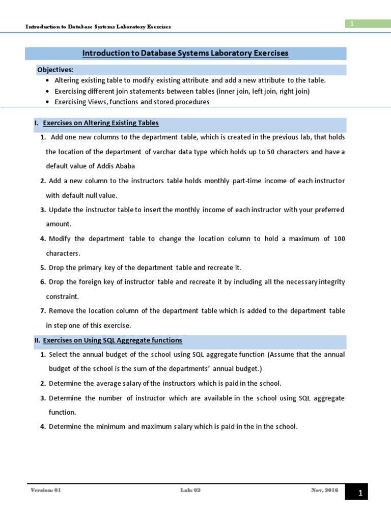 Database Systems Laboratory Exercises Lab2 | PDF | Information Science ...