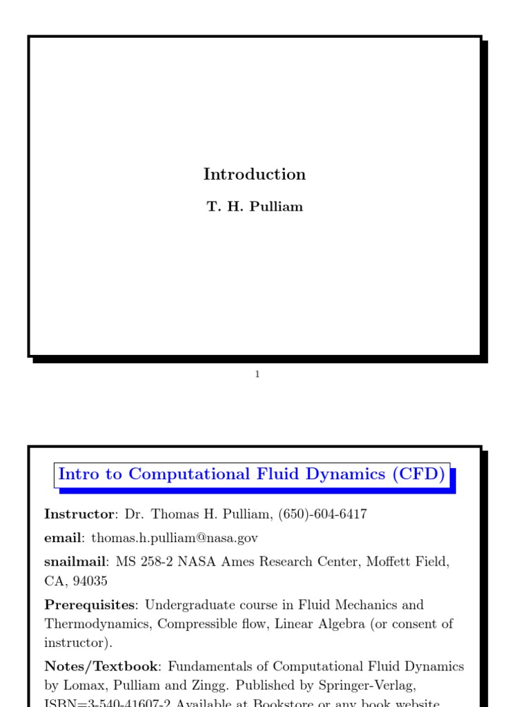 Intro2CFD Lecture1 Pulliam Intro Slides | PDF | Computational Fluid Dynamics | Partial ...
