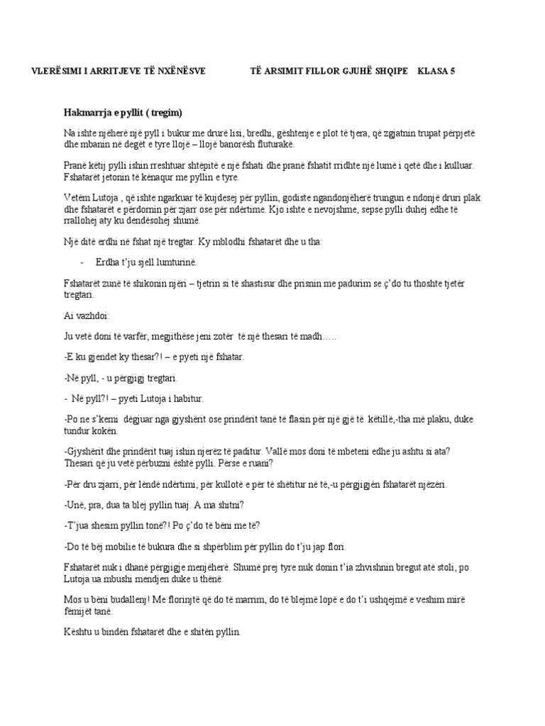 Vlerësim Arritjesh Klasa 5 Gjuhe, Matematike, Dituri Natyre Model 4 | PDF