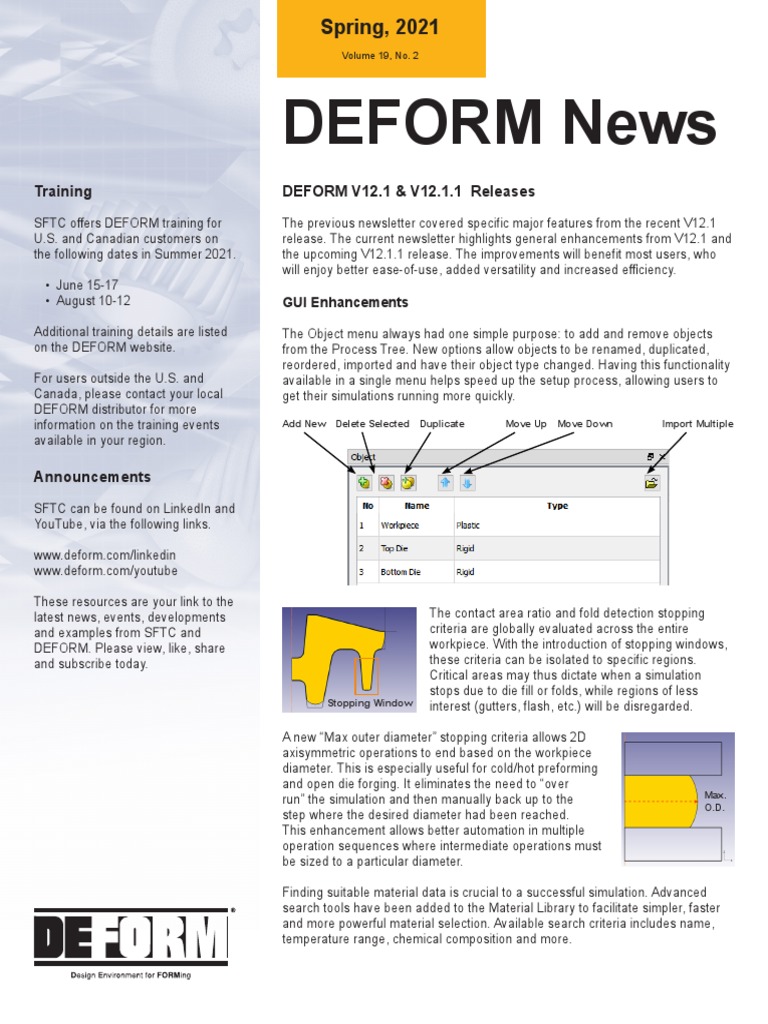 Deform News: Training DEFORM V12.1 & V12.1.1 Releases | PDF ...