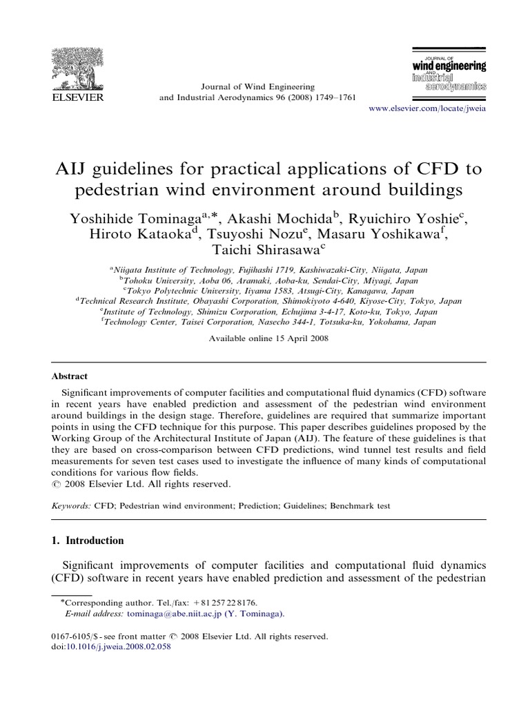 AIJ Guidelines For Practical Applications of CFD To Pedestrian Wind ...