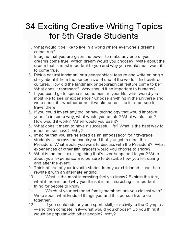 Creative Writing 5th Grade | PDF | Dream | Zoo