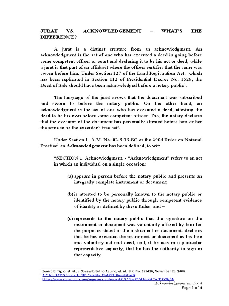 Jurat vs. Acknowledgement - What'S The Difference? | PDF | Notary Public | Common Law