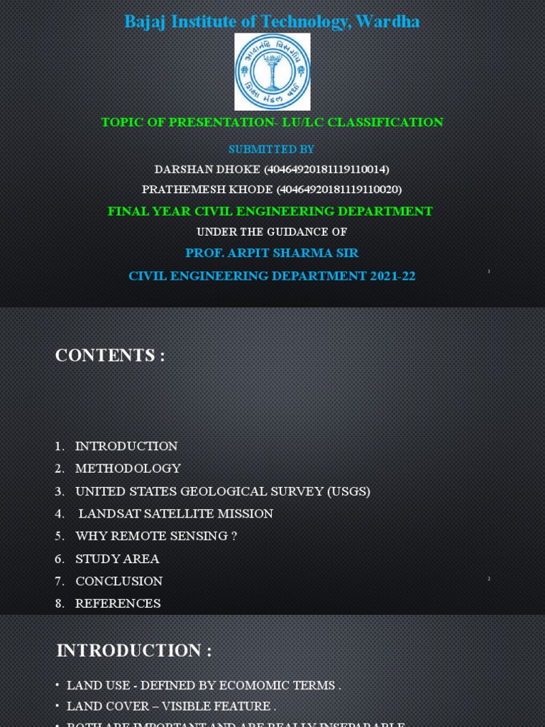 Bajaj Institute of Technology, Wardha: Topic of Presentation-Lu/Lc ...