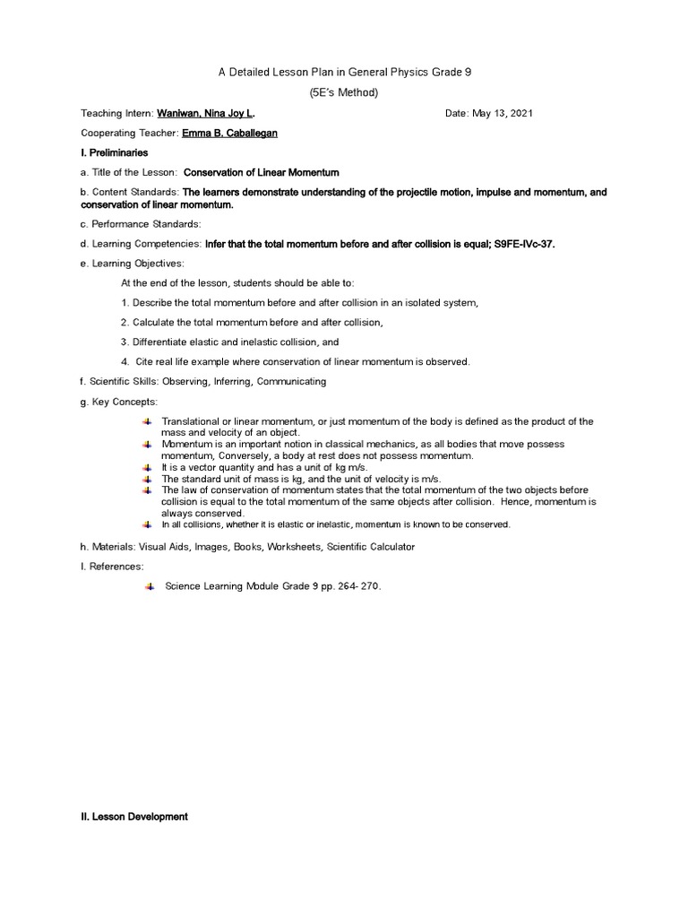 A Detailed Lesson Plan in General Chemistry Grade 9 | PDF | Collision ...