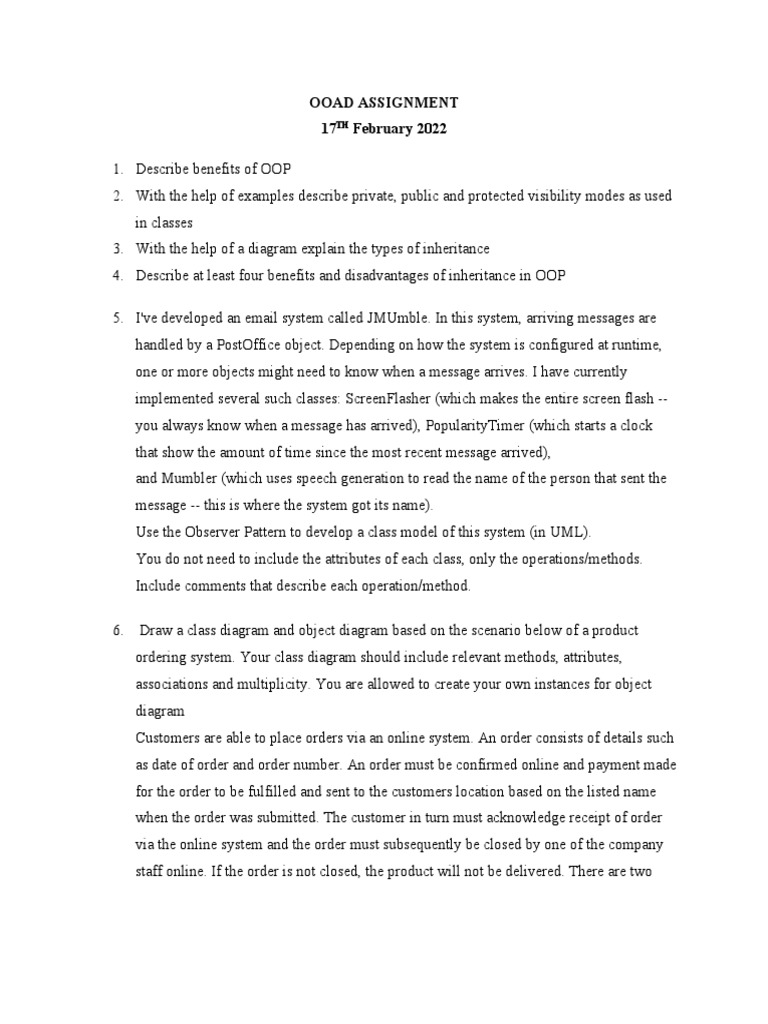 Ooad Assignment | PDF