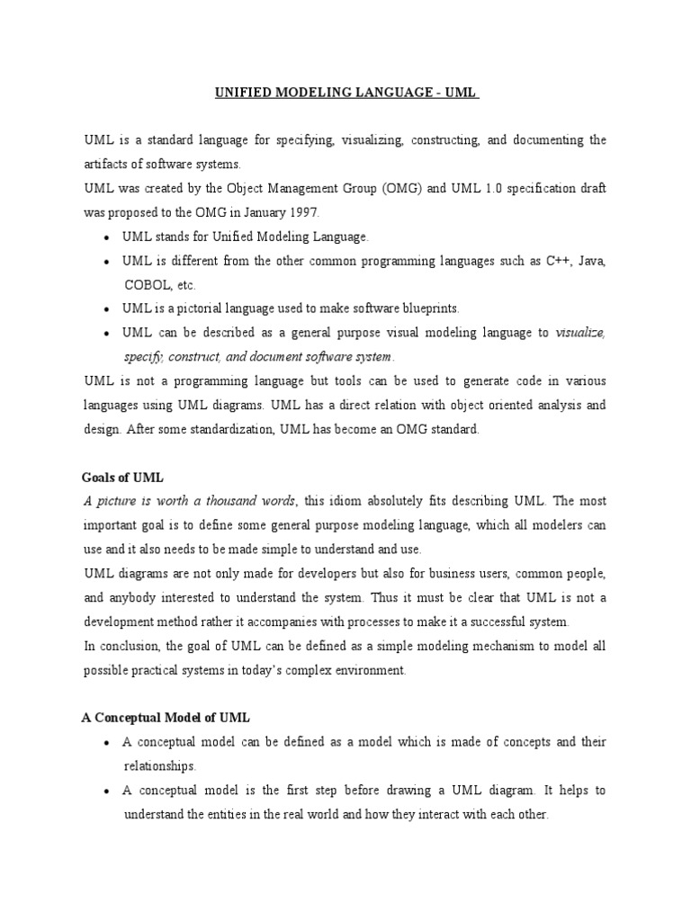 Introduction To Uml Pdf Unified Modeling Language Class Computer Programming