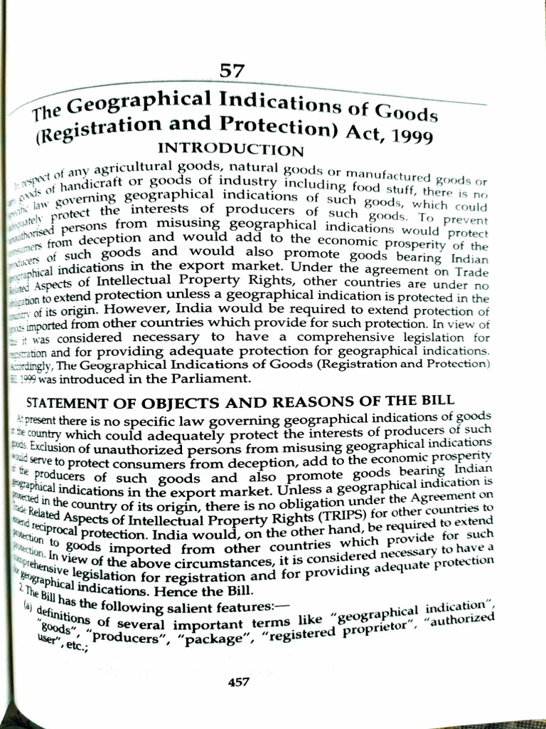 Protection) Act, 1999: The Geographical Indications of Goods | PDF ...