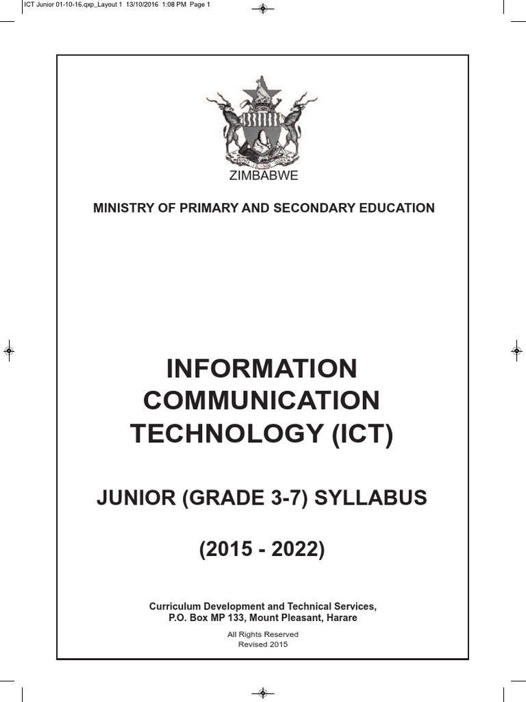 Information Communication Technology (Ict) : Junior (Grade 3-7 ...