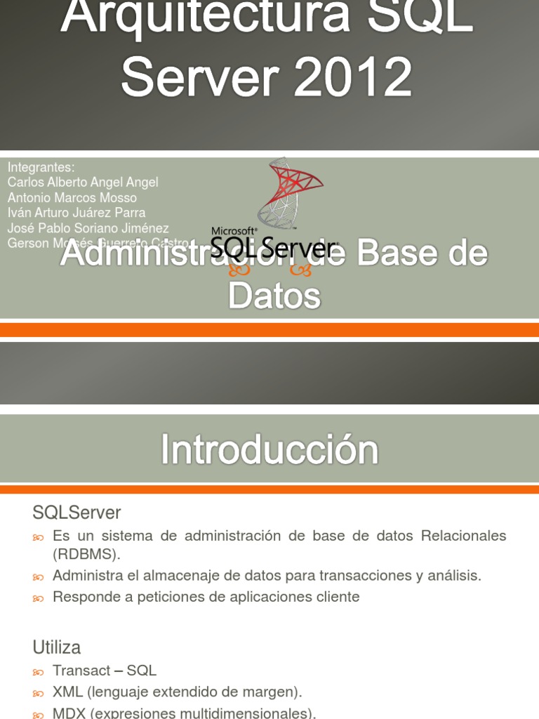 Arquitectura SQL Server 2012 | PDF | Servidor SQL de Microsoft | Bases de datos