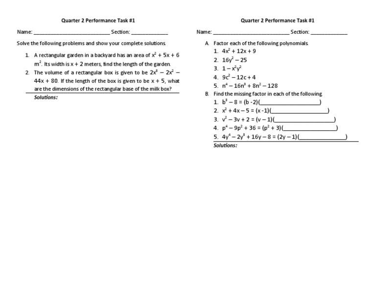 Quarter 2 Performance Task # 1 & 2 | PDF