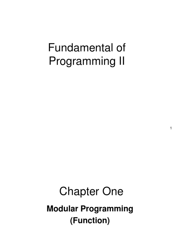 Chapter 1 Function Pdf Parameter Computer Programming Subroutine