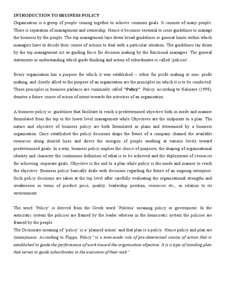 Business Policy & Strategy | PDF | Policy | Strategic Management