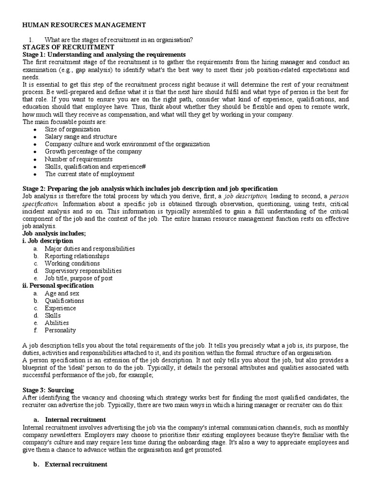 HUMAN RESOURCES MANAGEMENT Question and Answers | PDF | Human Resource ...