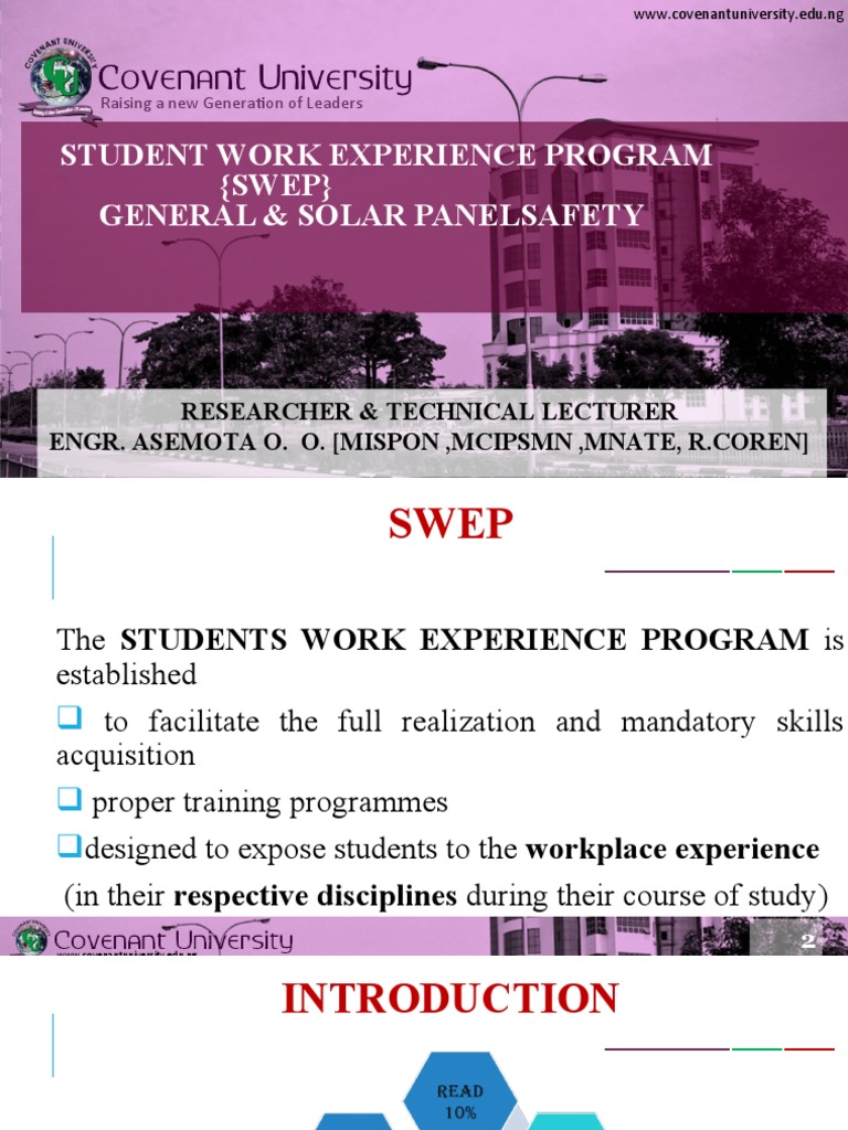 Student Work Experience Program (SWEP) General & Solar Panelsafety ...