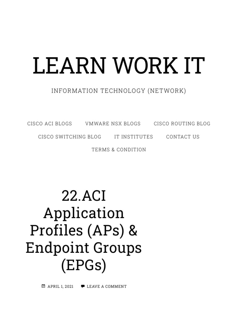 22.ACI Application Profiles (APs) & Endpoint Groups (EPGs) - LEARN WORK ...