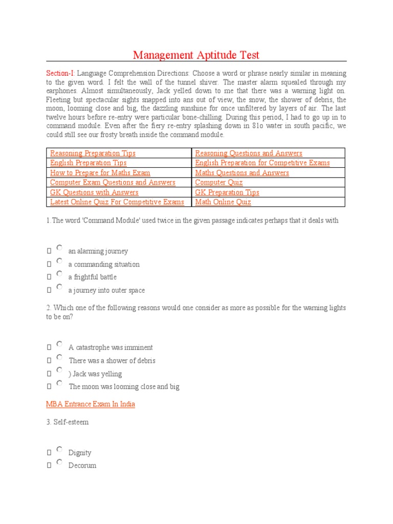 Management Aptitude Test | PDF