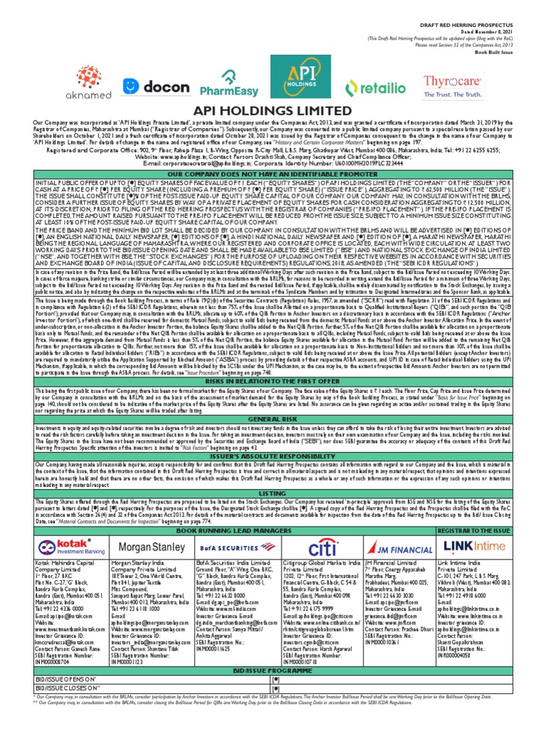 Pharmeasy DRHP Report | PDF | Stocks | Mutual Funds