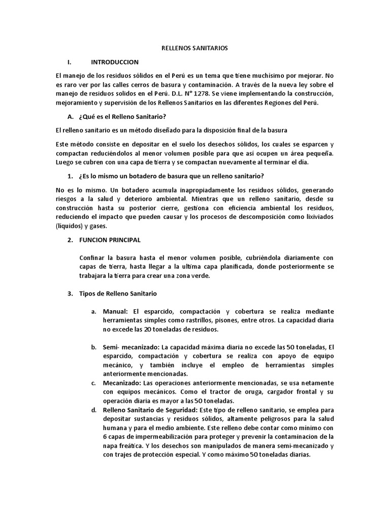 Rellenos Sanitarios Final | PDF | Vertedero | Residuos