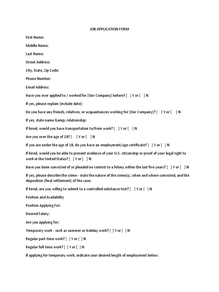 Job Application Form | PDF | Diploma | Academic Degree