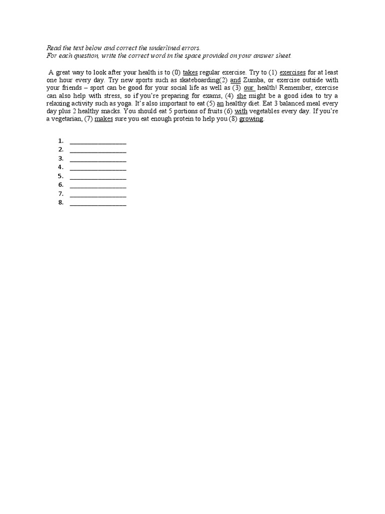 Form 1 Grammar Exercise | PDF | Self-Improvement | Wellness