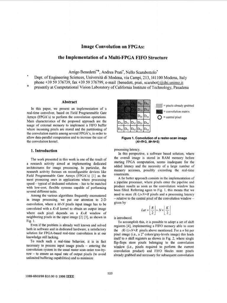 Image Convolution On FPGAs The Implementation of A multi-FPGA FIFO Structure | PDF | Field ...