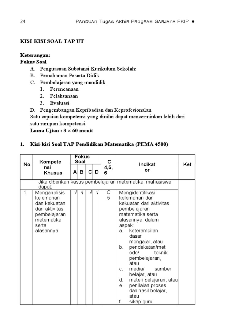 Kisi Kisi Soal TAP UT Semua Program | PDF